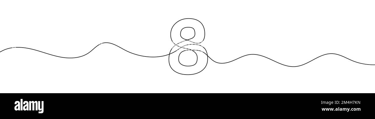 Number 8 in continuous line drawing style. Line art of number eight ...