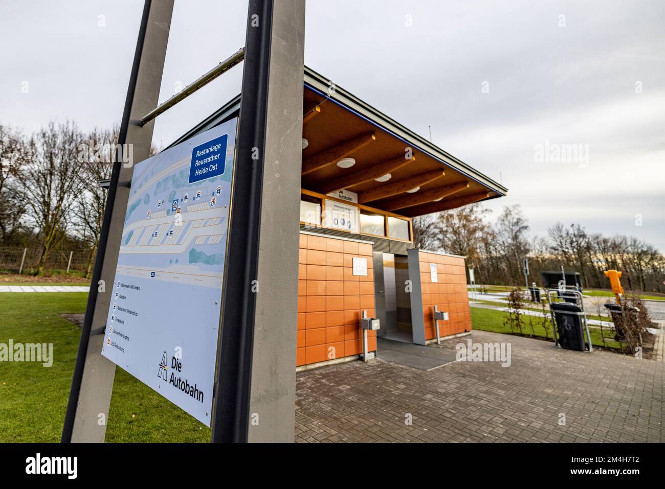 Leverkusen, Germany. 21st Dec, 2022. A new sign shows the options at ...