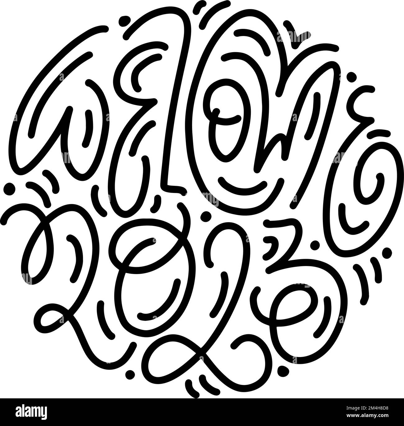 Welcome 2023 Vector Hand drawn calligraphy lettering text in form of ...