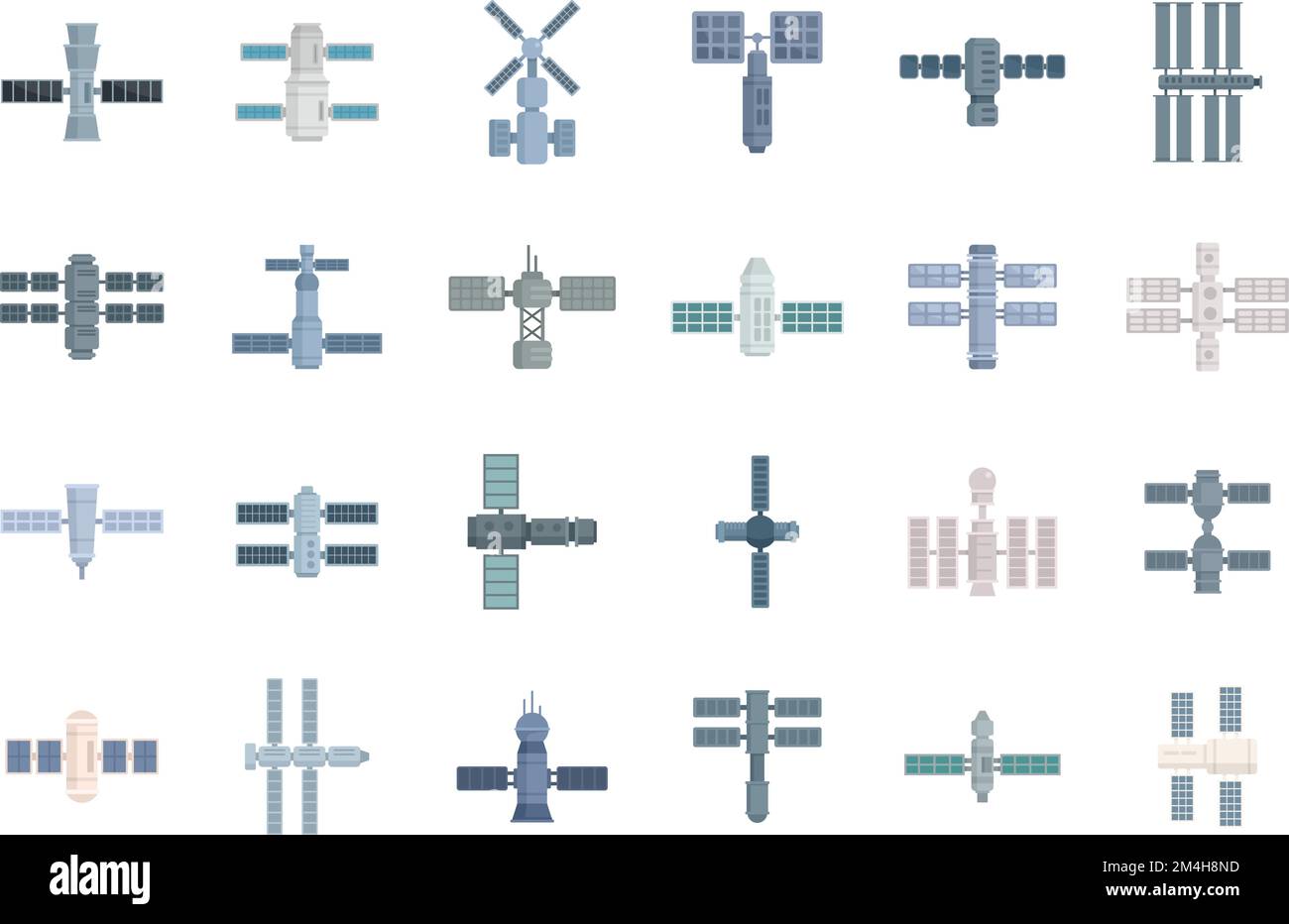 Space station icons set. Flat set of space station vector icons for web ...