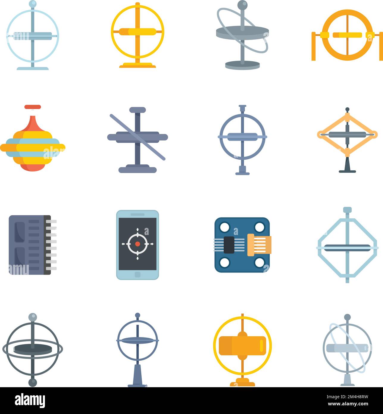 Gyroscope icons set. Flat set of gyroscope vector icons for web design ...