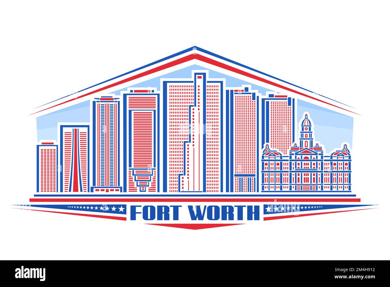 Vector illustration of Fort Worth, horizontal badge with linear design ...