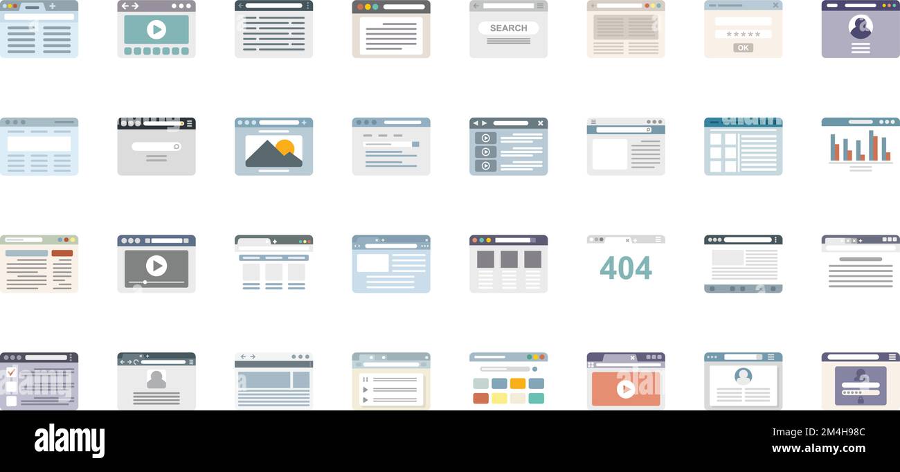 Browser icons set flat vector. Computer window. Browser arrow bar isolated Stock Vector Image ...