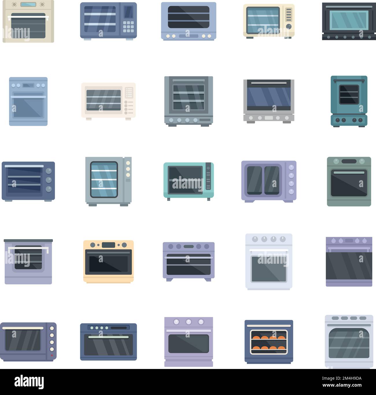Convection oven icons set. Flat set of convection oven vector icons for ...
