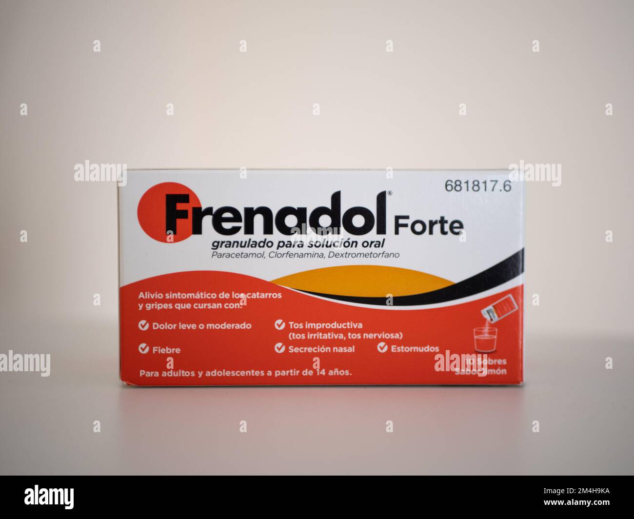 Puerto del Rosario, Spain; December 12th 2022: Frenadol Forte box ...