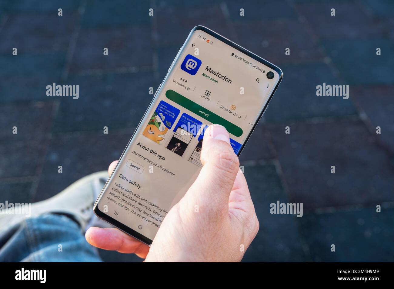 December 3, 2022, Alanya, Turkey: phone screen and Mastodon app. Man ...