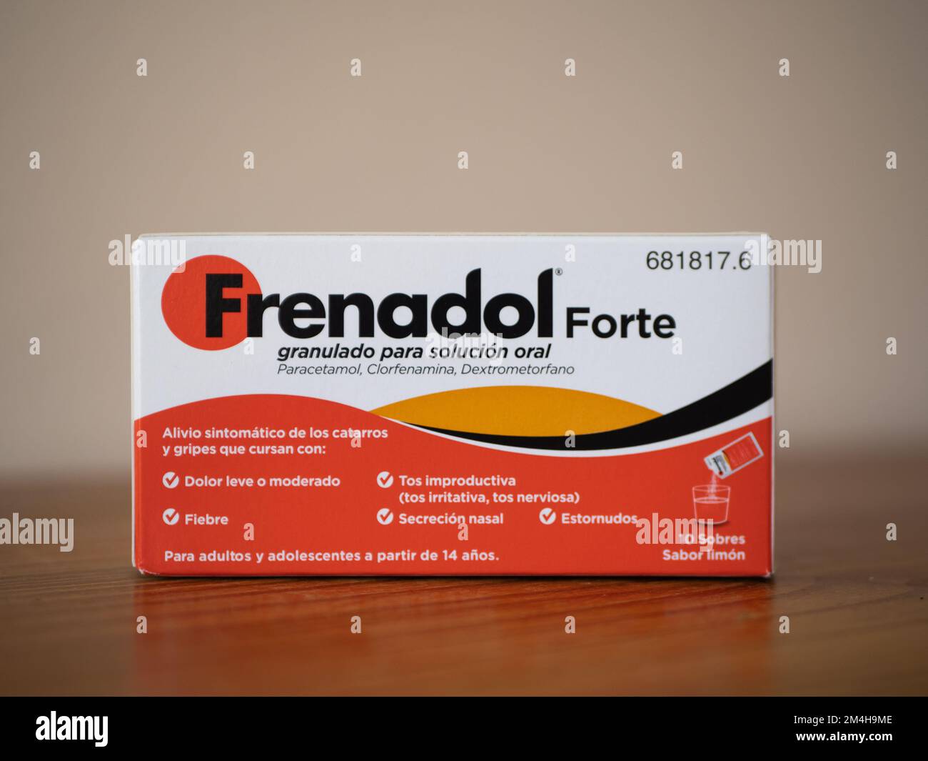 Puerto del Rosario, Spain; December 12th 2022: Frenadol Forte box ...