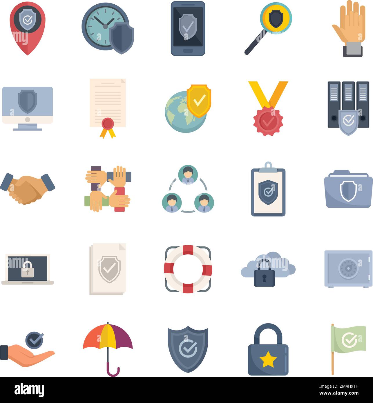 Reliability Icons Set Flat Vector Customer Principles Social