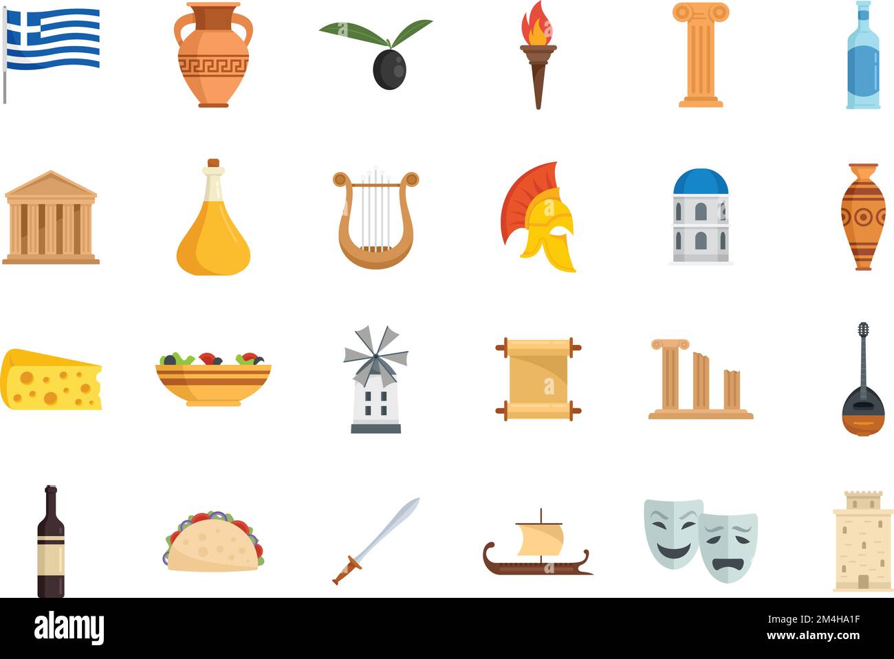 Ancient Greece icons set flat vector. Greek parthenon. History ...