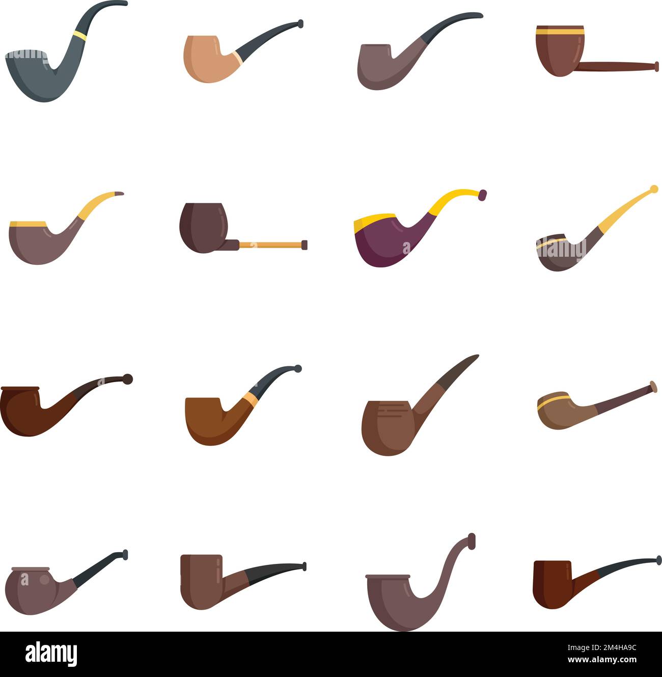 Smoking pipe icons set flat vector. Luxury tobacco. Wood accessory isolated Stock Vector Image ...