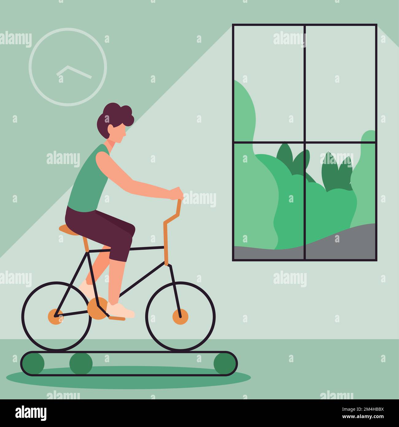 woman doing exercise on bike Stock Vector Image & Art - Alamy