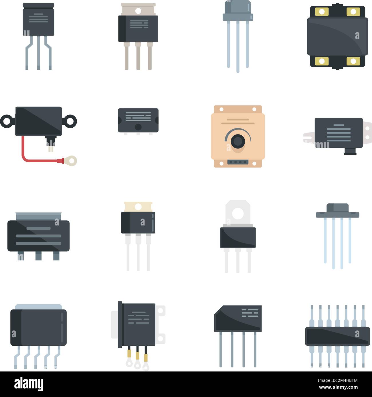 Voltage regulator icons set flat vector. Battery argon. Charger ...