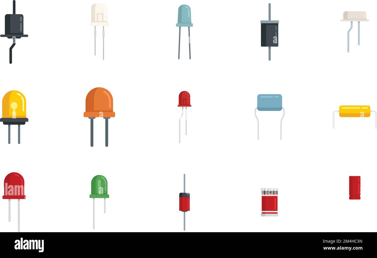 Diode icons set flat vector. Anode light. Led alarm isolated Stock Vector Image & Art - Alamy