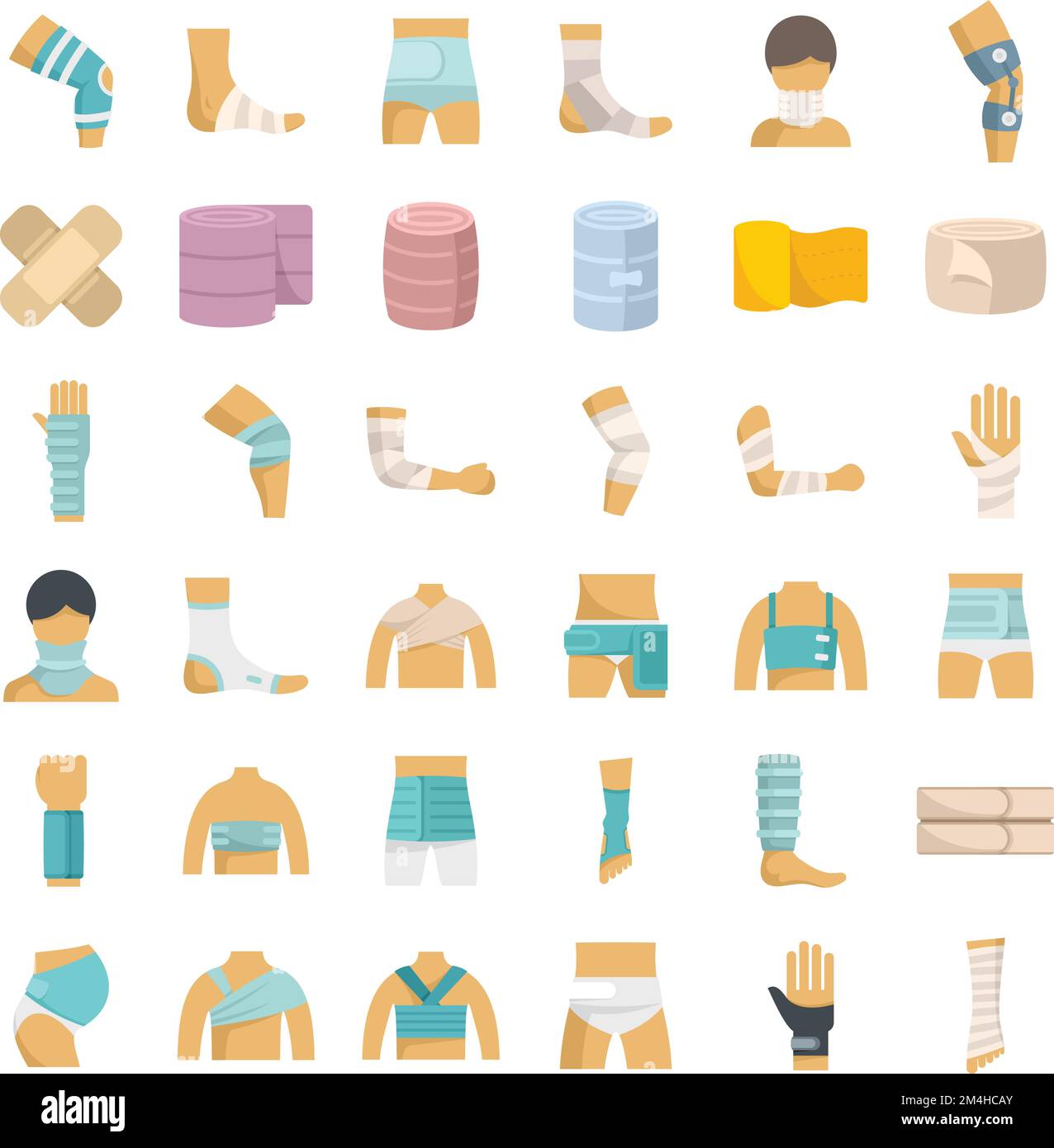 Bandage icons set flat vector. First aid. Medical trauma isolated Stock ...
