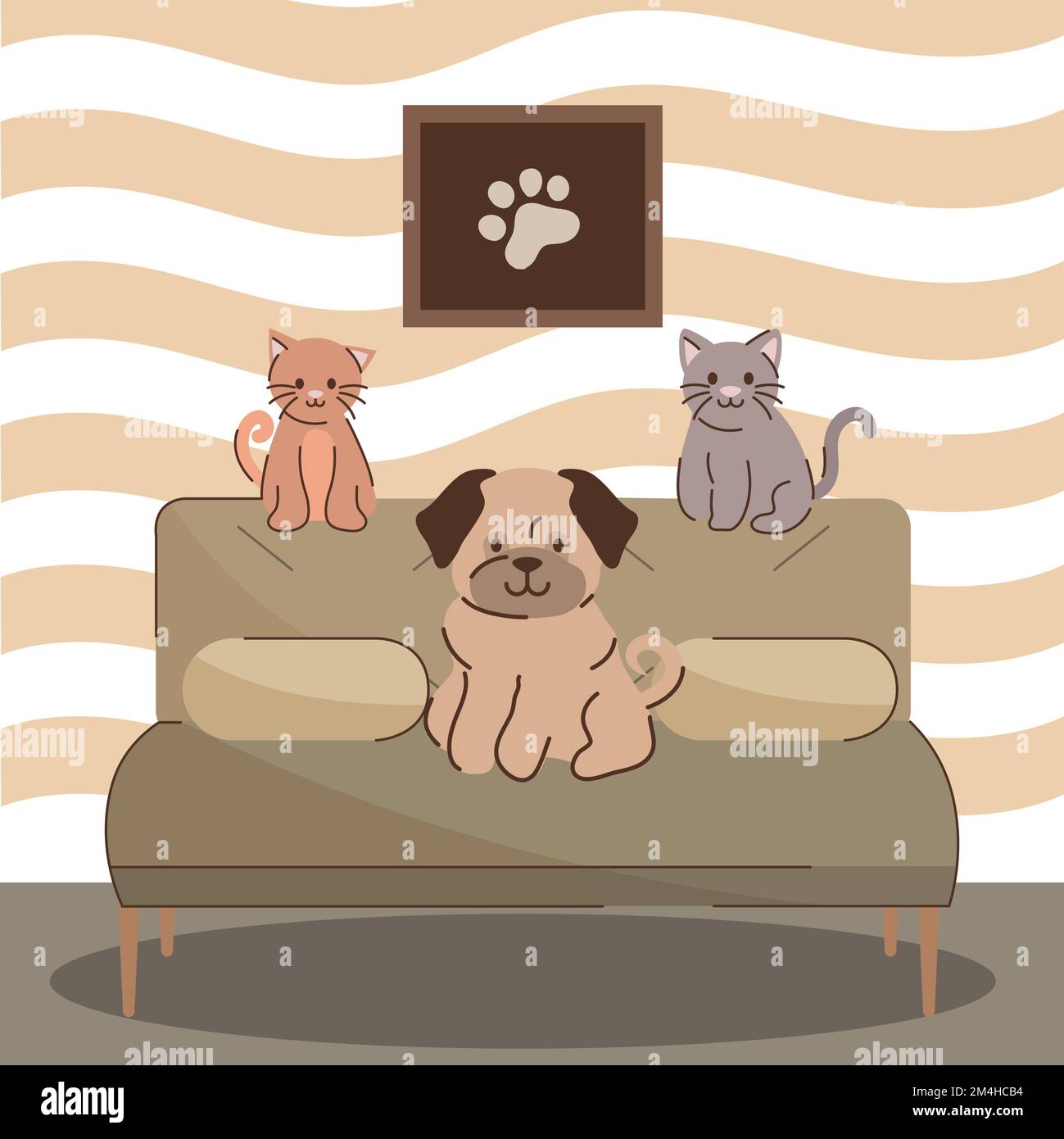 Cute dog on sofa Stock Vector Images - Alamy