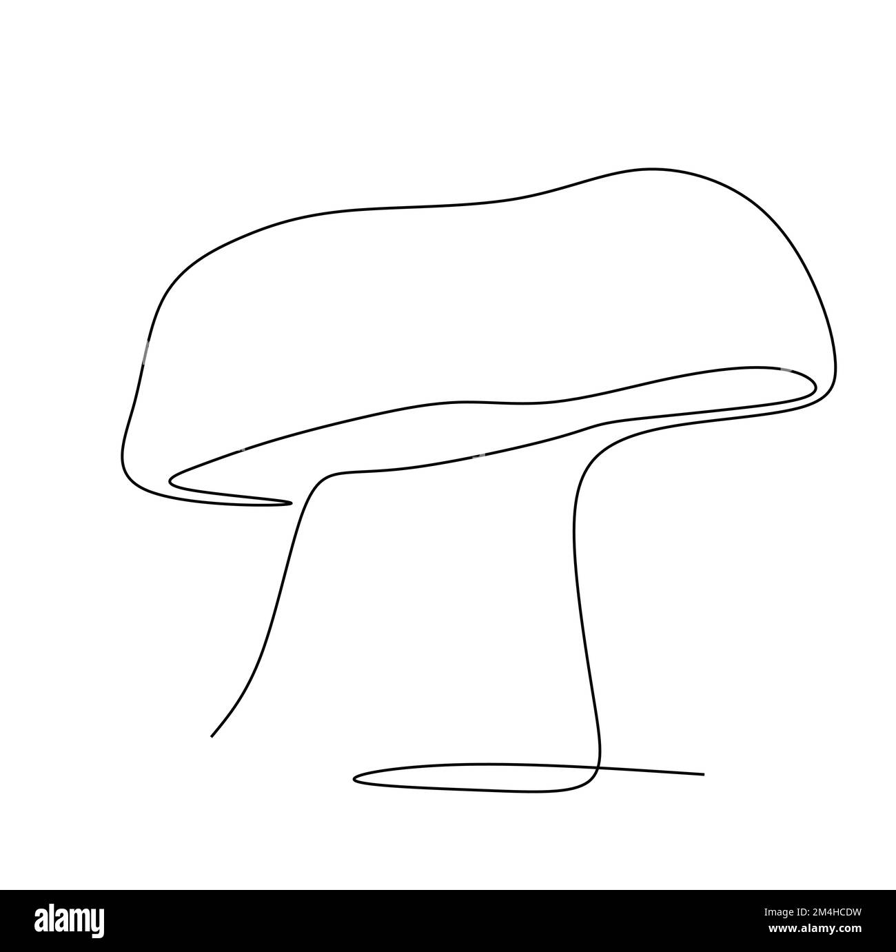 Mushroom continuous line drawing. fungus icon drawing vector ...