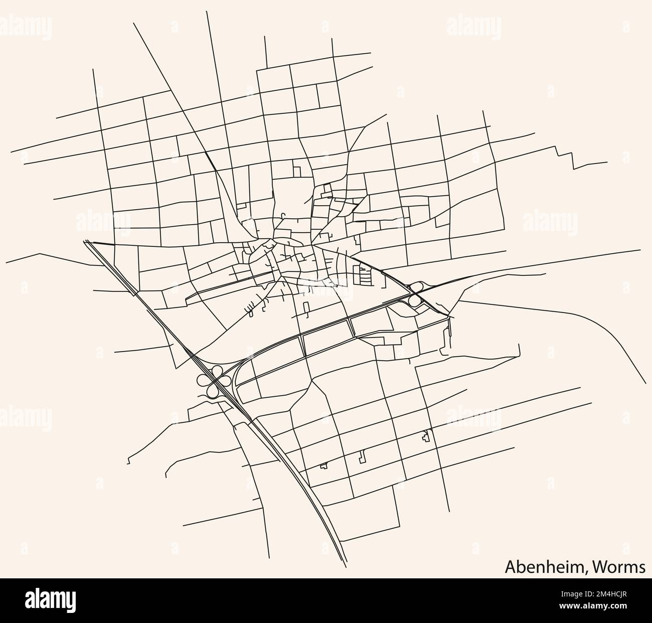 Street roads map of the ABENHEIM QUARTER, WORMS Stock Vector Image ...