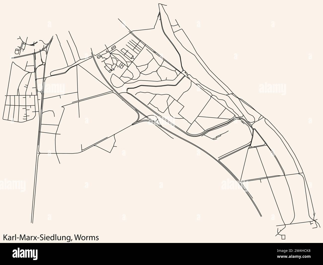 Street roads map of the KARL-MARX-SIEDLUNG QUARTER, WORMS Stock Vector ...