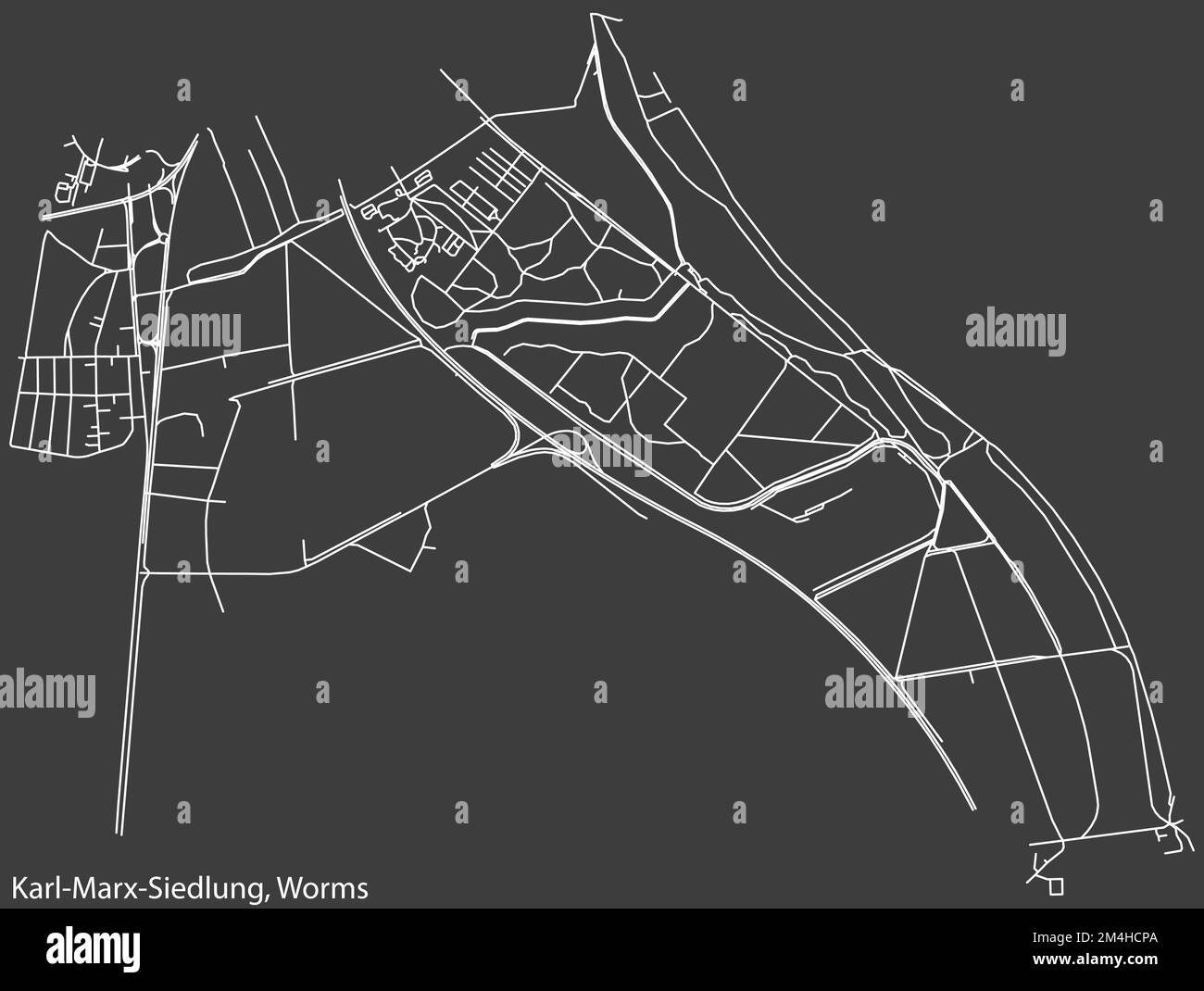 Street roads map of the KARL-MARX-SIEDLUNG QUARTER, WORMS Stock Vector ...