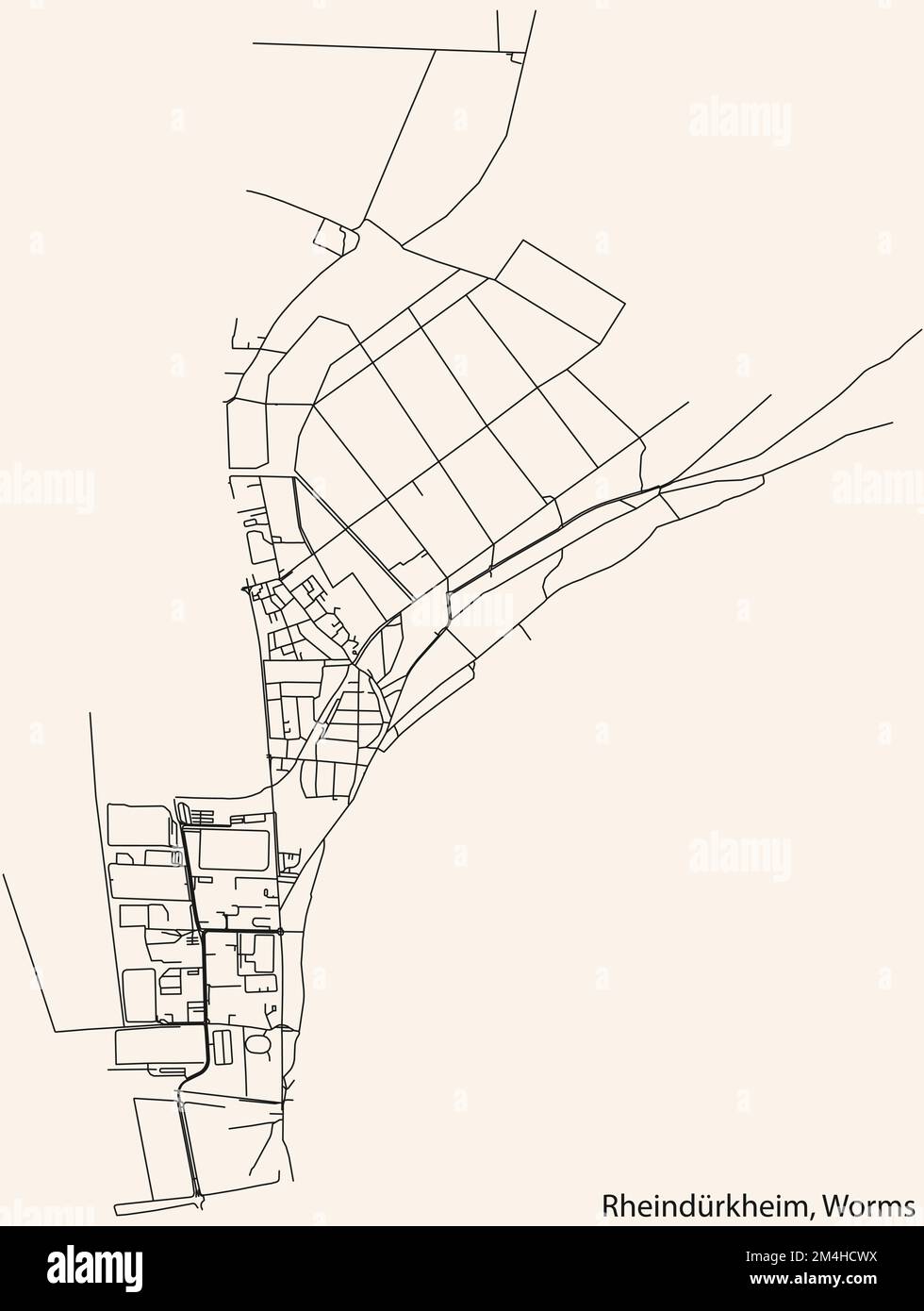 Street roads map of the RHEINDÜRKHEIM QUARTER, WORMS Stock Vector Image ...