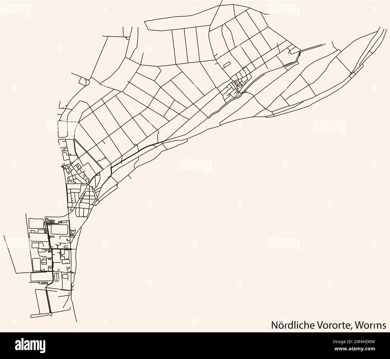 Street roads map of the STADTBEZIRK NÖRDLICHE VORORTE DISTRICT, WORMS ...