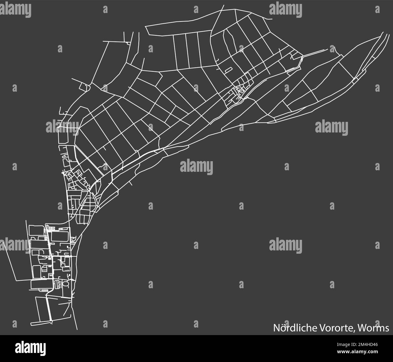 Street roads map of the STADTBEZIRK NÖRDLICHE VORORTE DISTRICT, WORMS ...