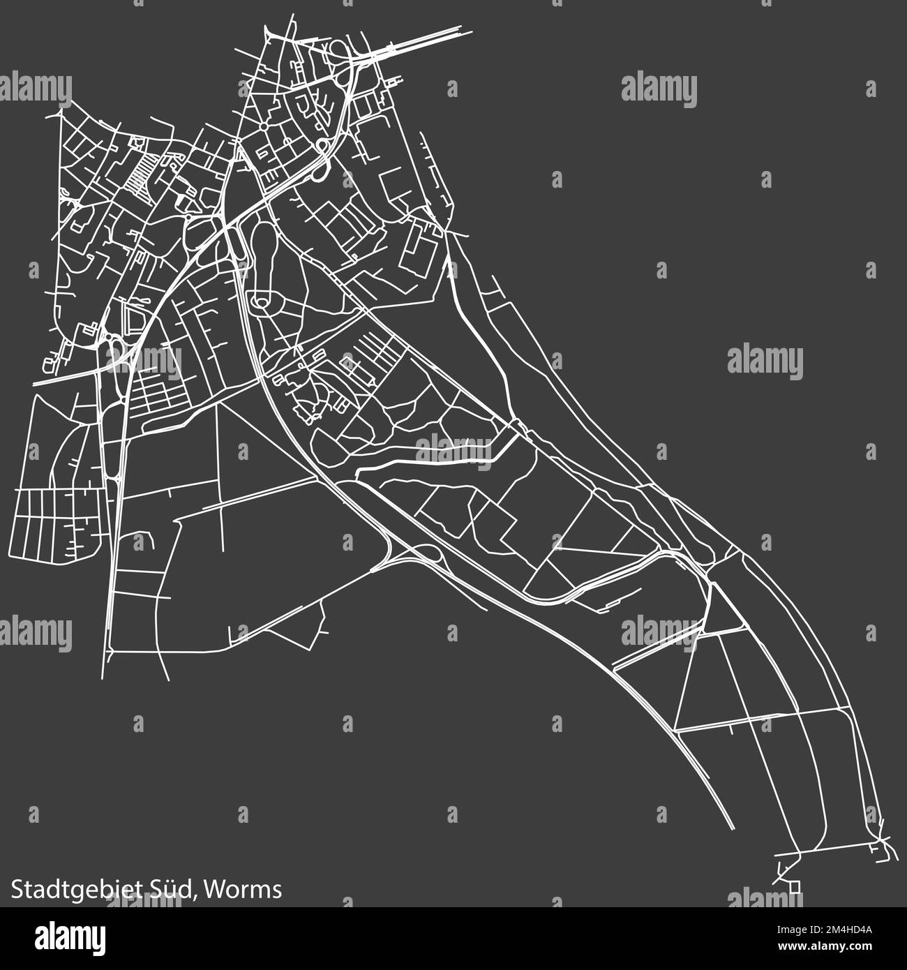 Street roads map of the STADTGEBIET SÜD DISTRICT, WORMS Stock Vector ...
