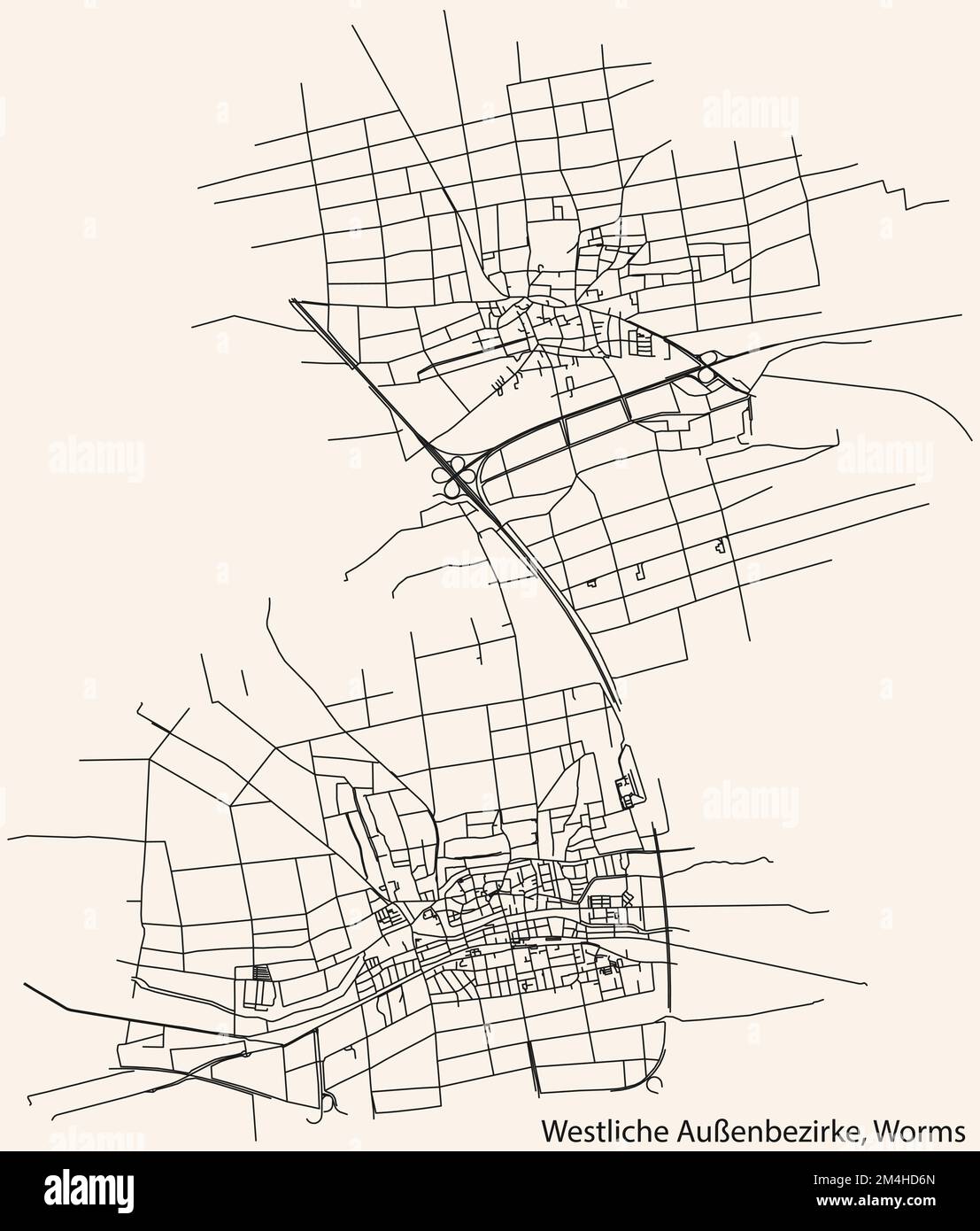 Street roads map of the STADTBEZIRK WESTLICHE AUSSENBEZIRKE DISTRICT ...