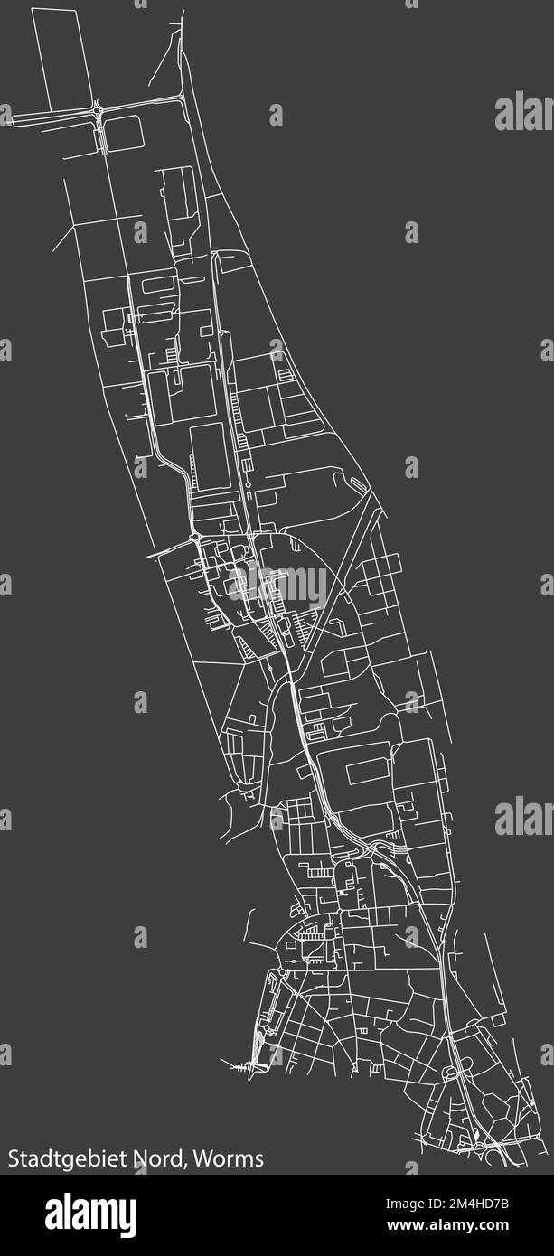 Street roads map of the STADTBEZIRK STADTGEBIET NORD DISTRICT, WORMS ...