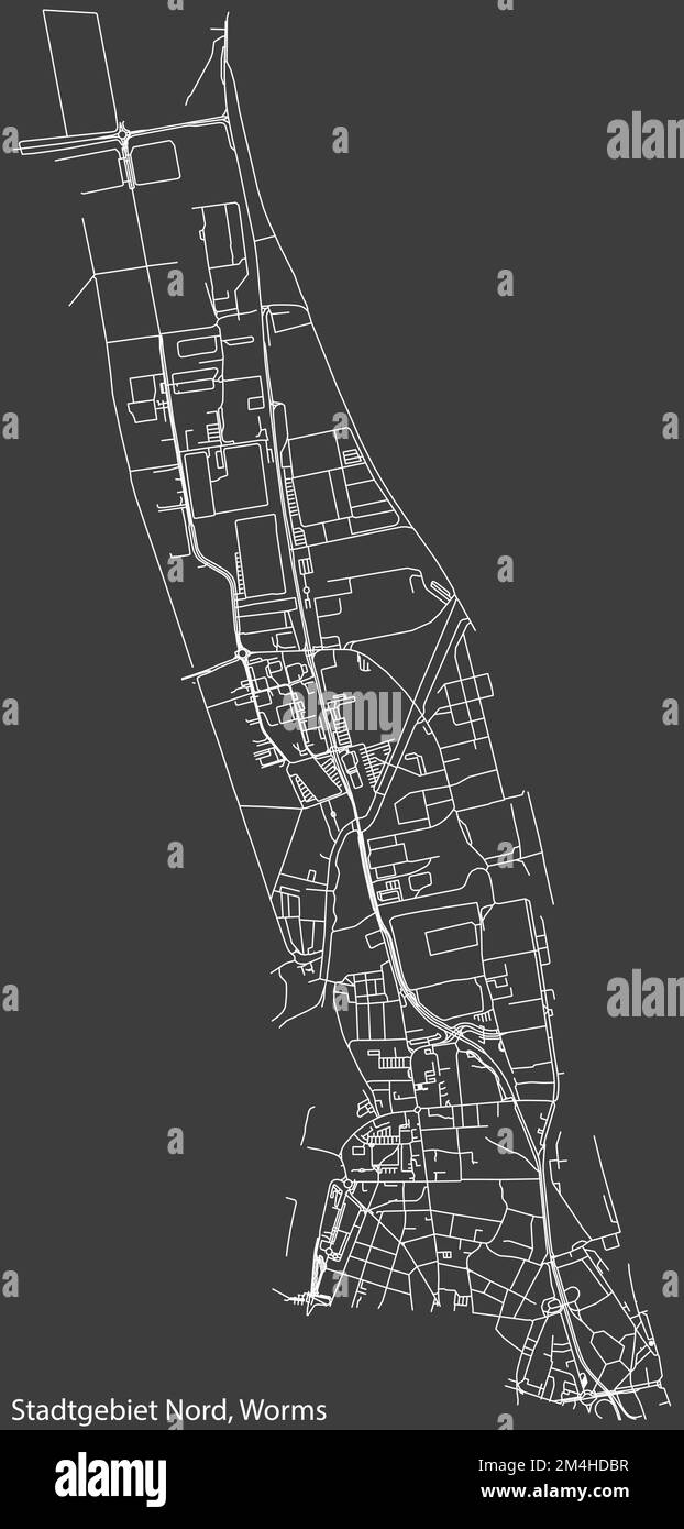 Street roads map of the STADTGEBIET NORD DISTRICT, WORMS Stock Vector ...