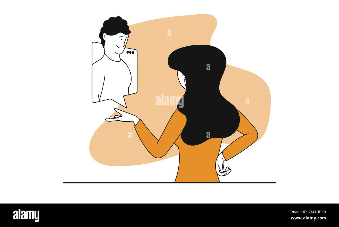 Woman learning online vector concept illustration. Internet education ...