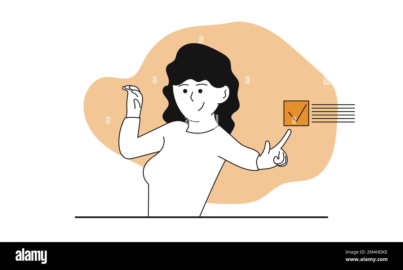 Woman completed the task vector concept illustration. Business work ...