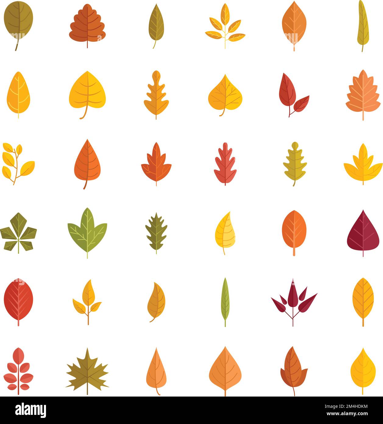 Autumn leaves icons set flat vector. Autumn leaf. Season foliage ...