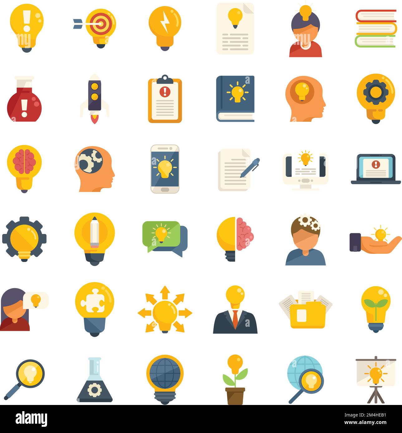 Idea icons set flat vector. Light bulb. Business solution isolated ...