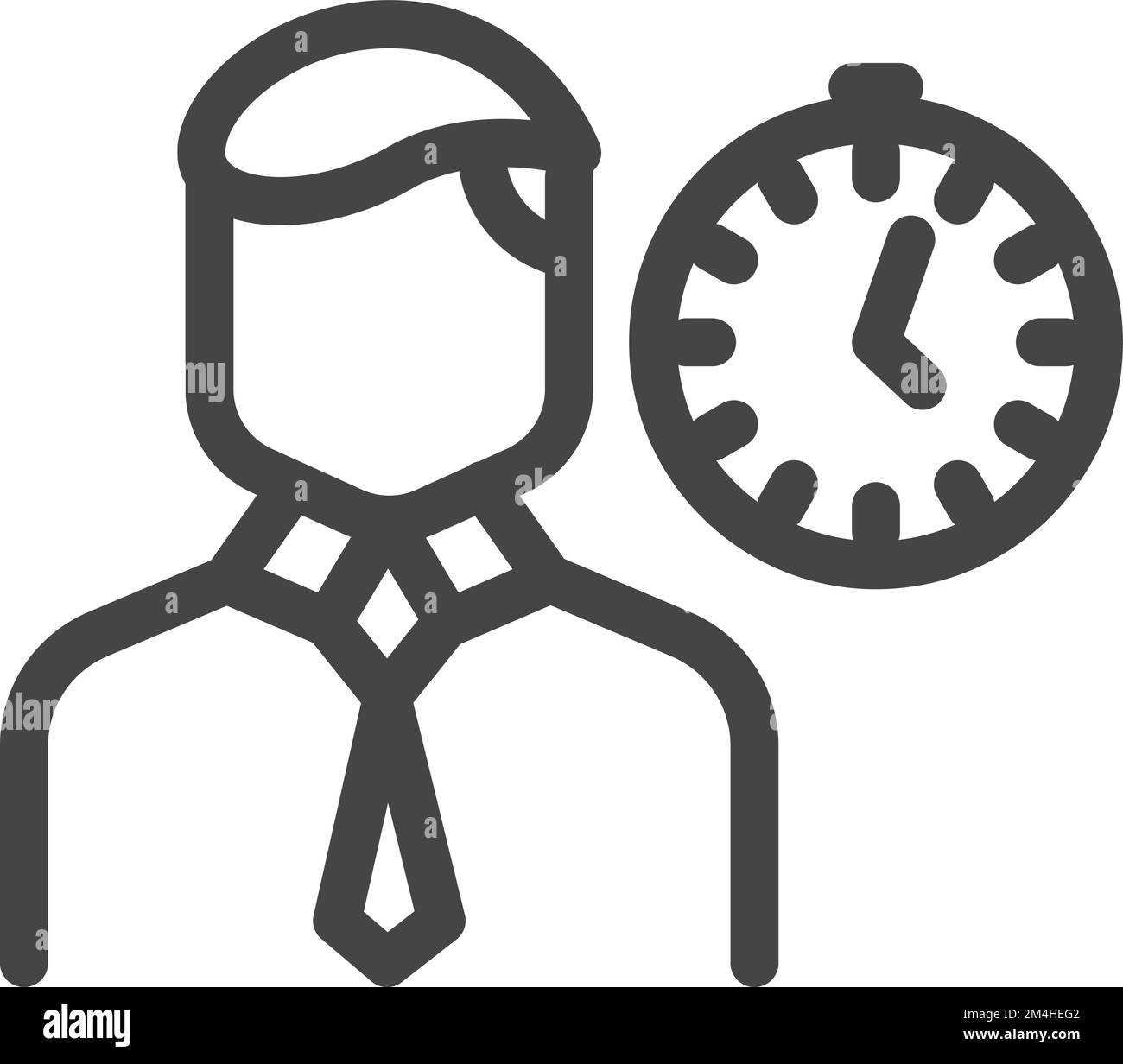 Manager and clock icon. Work hours linear symbol Stock Vector Image ...