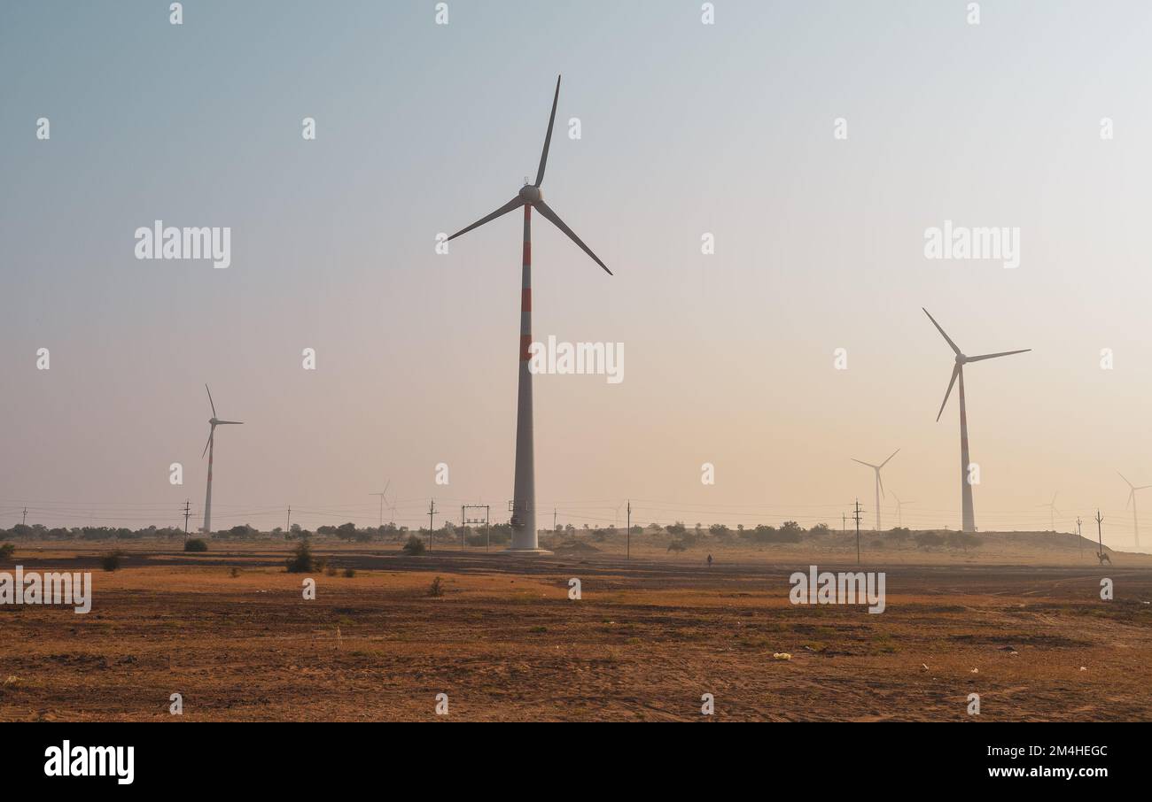 Wind power pinwheel on Thar Desert in Rajasthan, India Stock Photo - Alamy