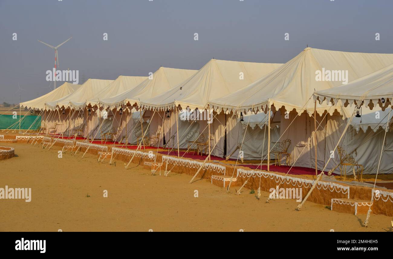Beautiful tent camp in the Thar Desert in Rajasthan, India Stock Photo ...