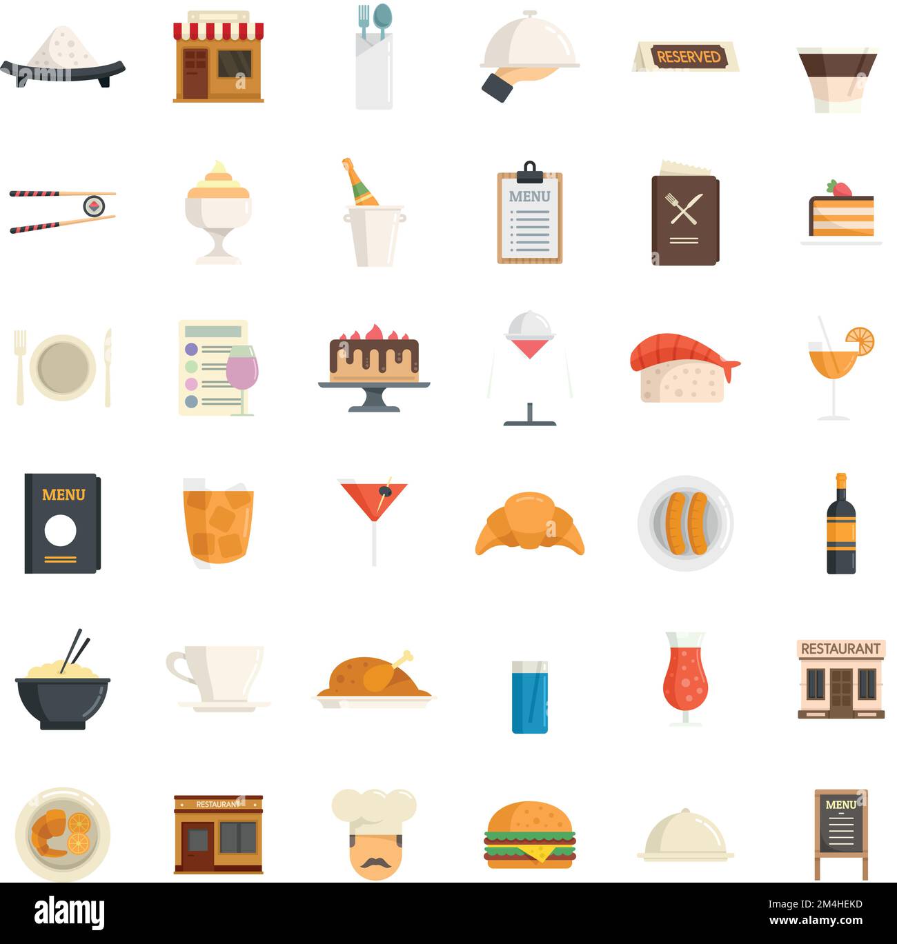 Restaurant icons set flat vector. Cook cafe. Food bar isolated Stock ...