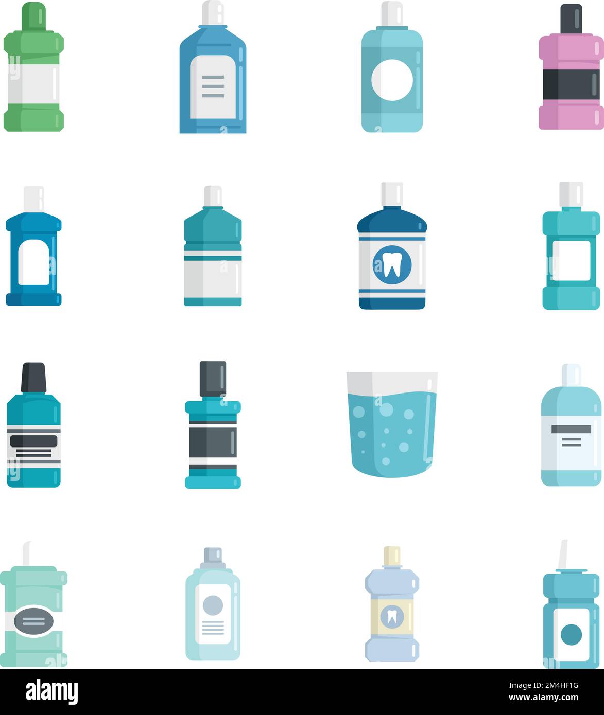 Tooth rinse icons set flat vector. Fresh breath. Liquid bottle isolated Stock Vector Image & Art ...