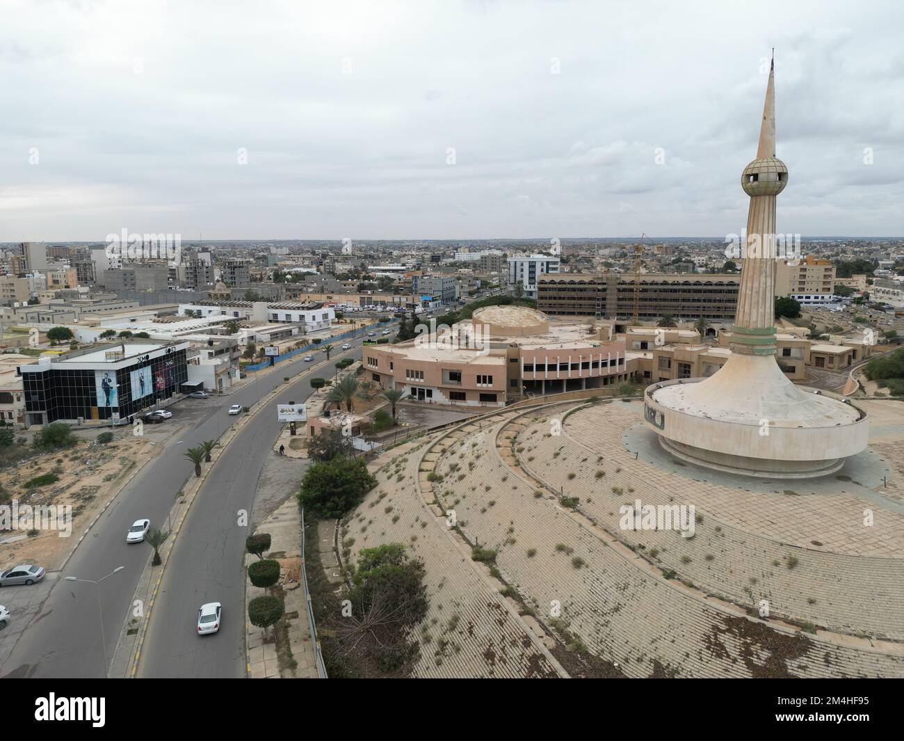 (EDITOR'S NOTE: Image taken by a drone)Aerial view of the city of ...