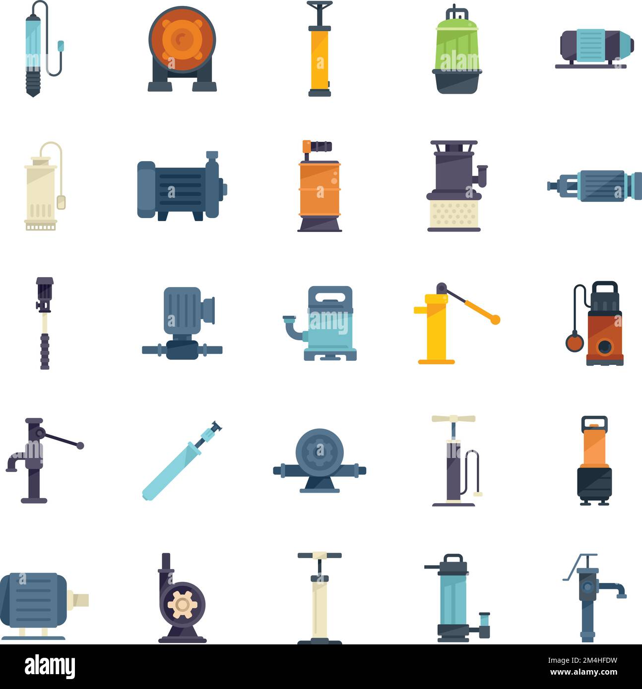 Pump icons set flat vector. Water tank. Station system isolated Stock ...