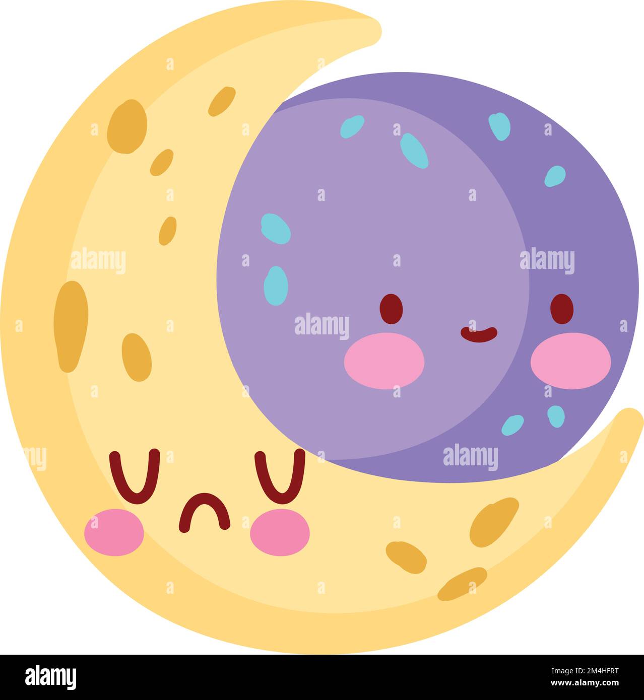 full and crescent moon kawaii Stock Vector Image & Art - Alamy