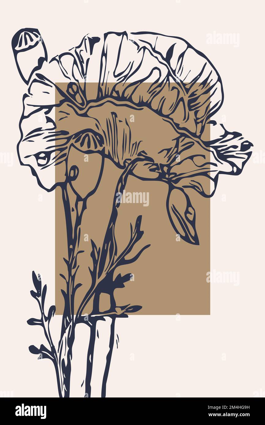 Printable trendy botanical card. Use for cover, wallpaper, wall art ...