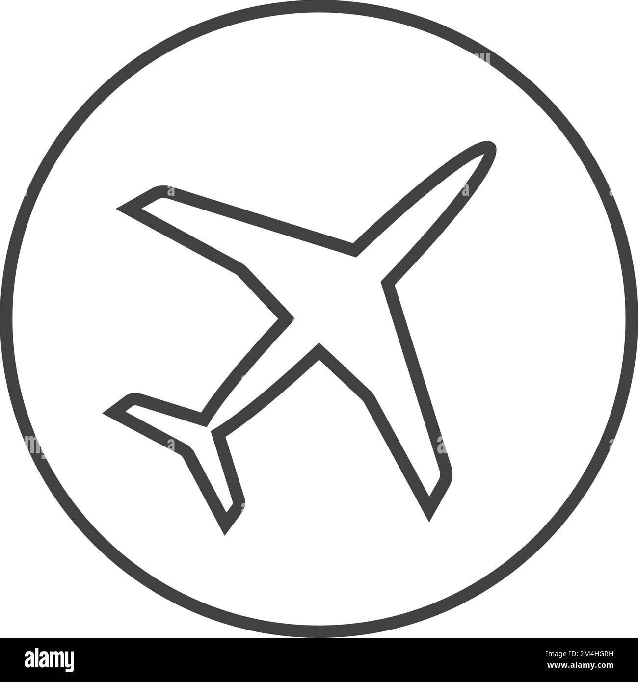 Airplane icon. Round linear symbol. Airport sign Stock Vector Image ...