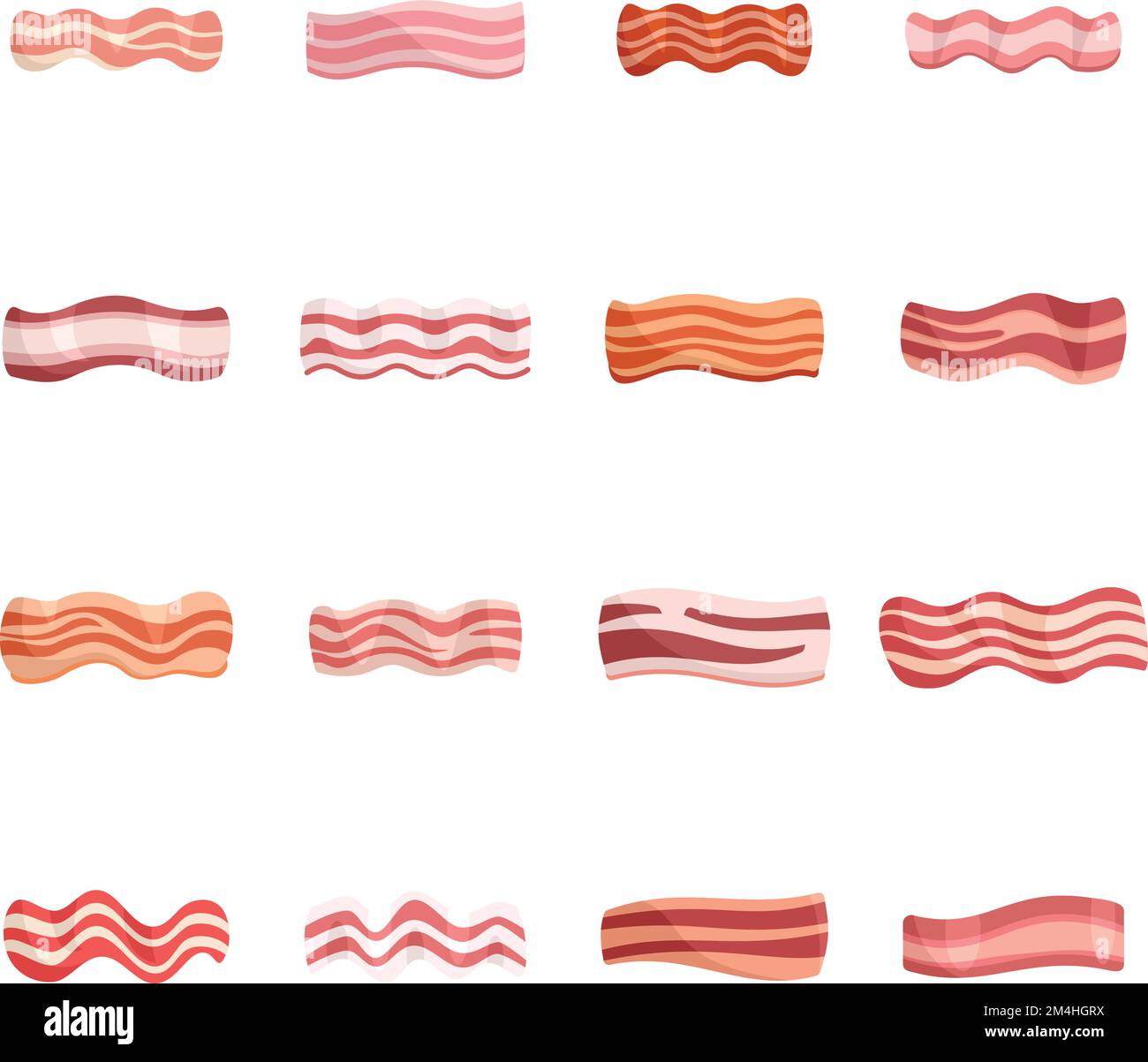 Bacon icons set flat vector. Meet food. Fresh beef isolated Stock ...