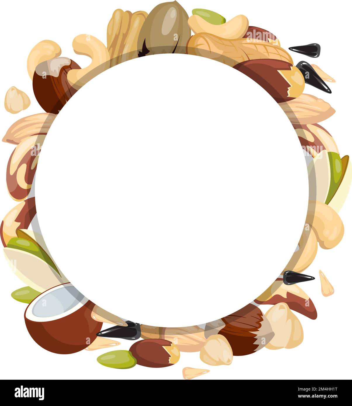 Healthy nuts circle. Vegan food round banner template Stock Vector ...