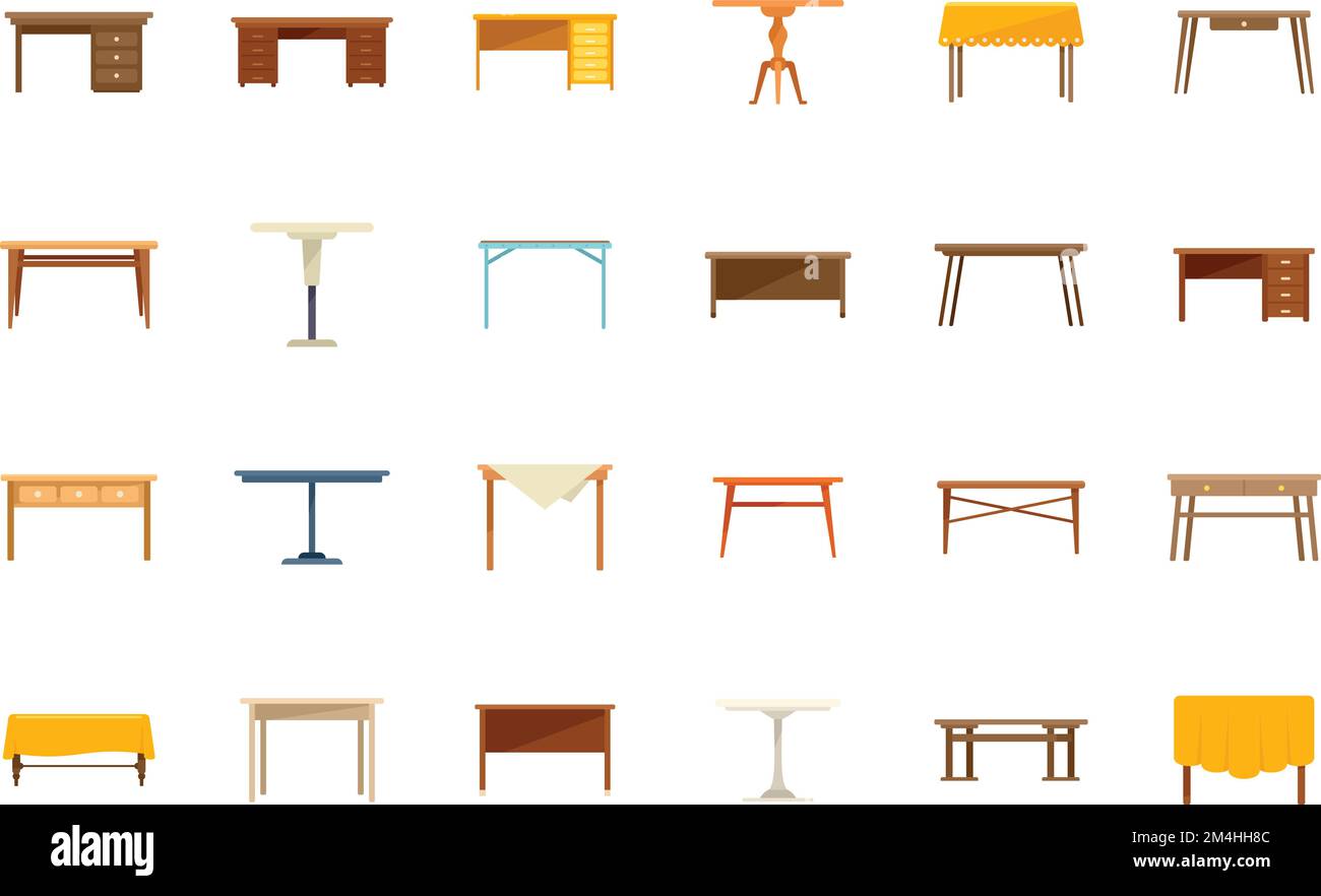 Table icon flat vector. Wooden desk. Office furniture isolated Stock ...