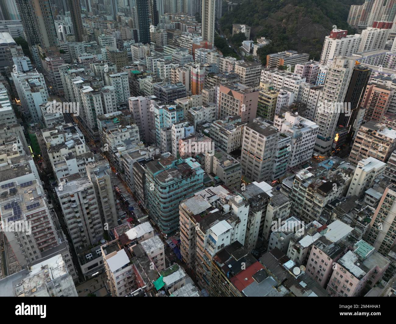 The bird's eye view of city buildings in Kowloon area. Hong Kong Stock Photo - Alamy