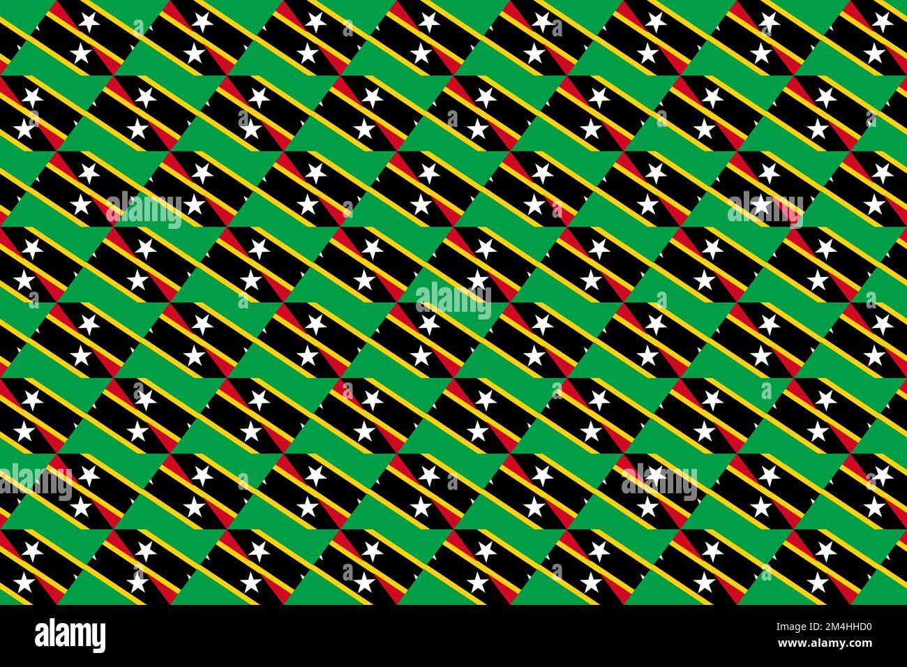 Geometric pattern in the colors of the national flag of Saint Kitts and ...