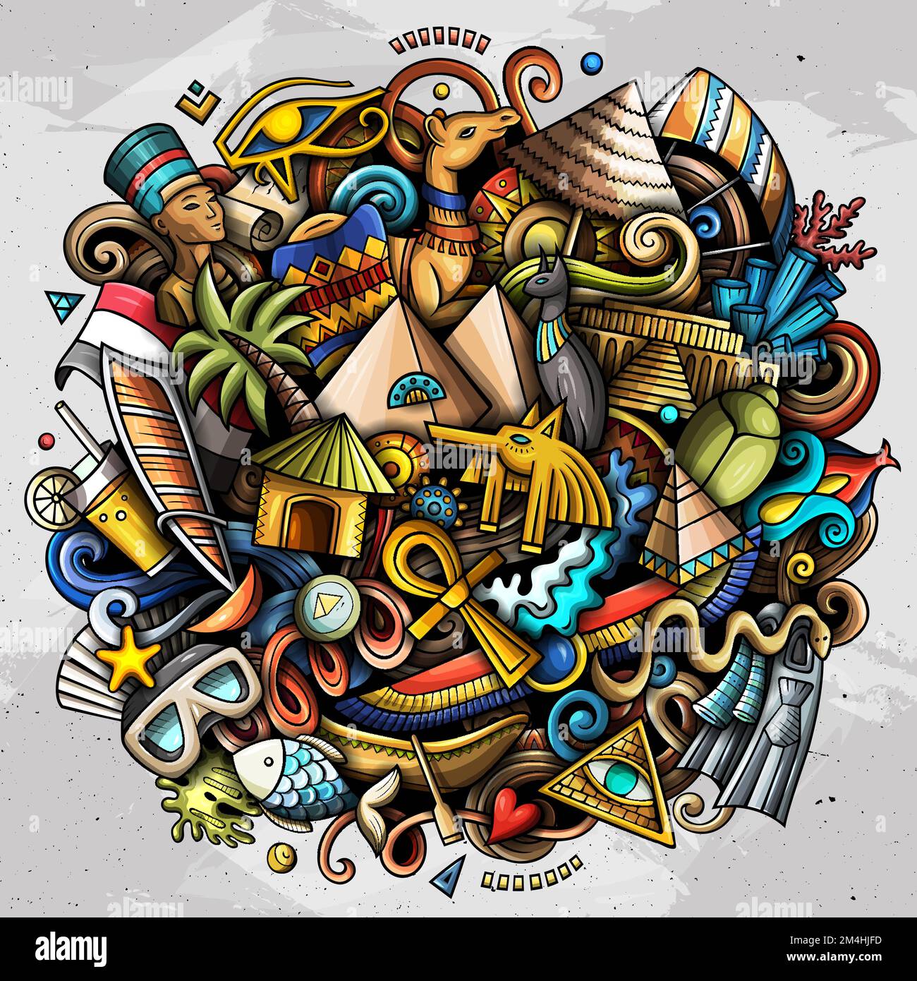 Egypt cartoon doodle illustration. Funny design. Creative vector ...